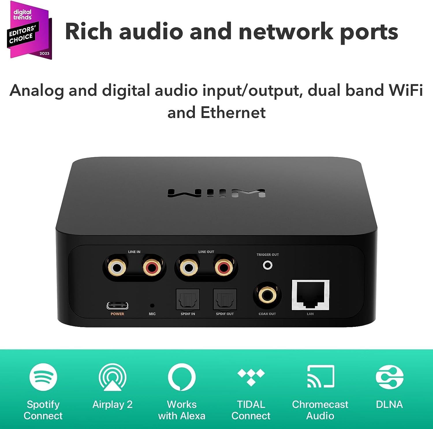 WiiM Pro AirPlay 2 Receiver, Chromecast Audio, WiFi Multiroom Streamer, Compatible with Alexa ...