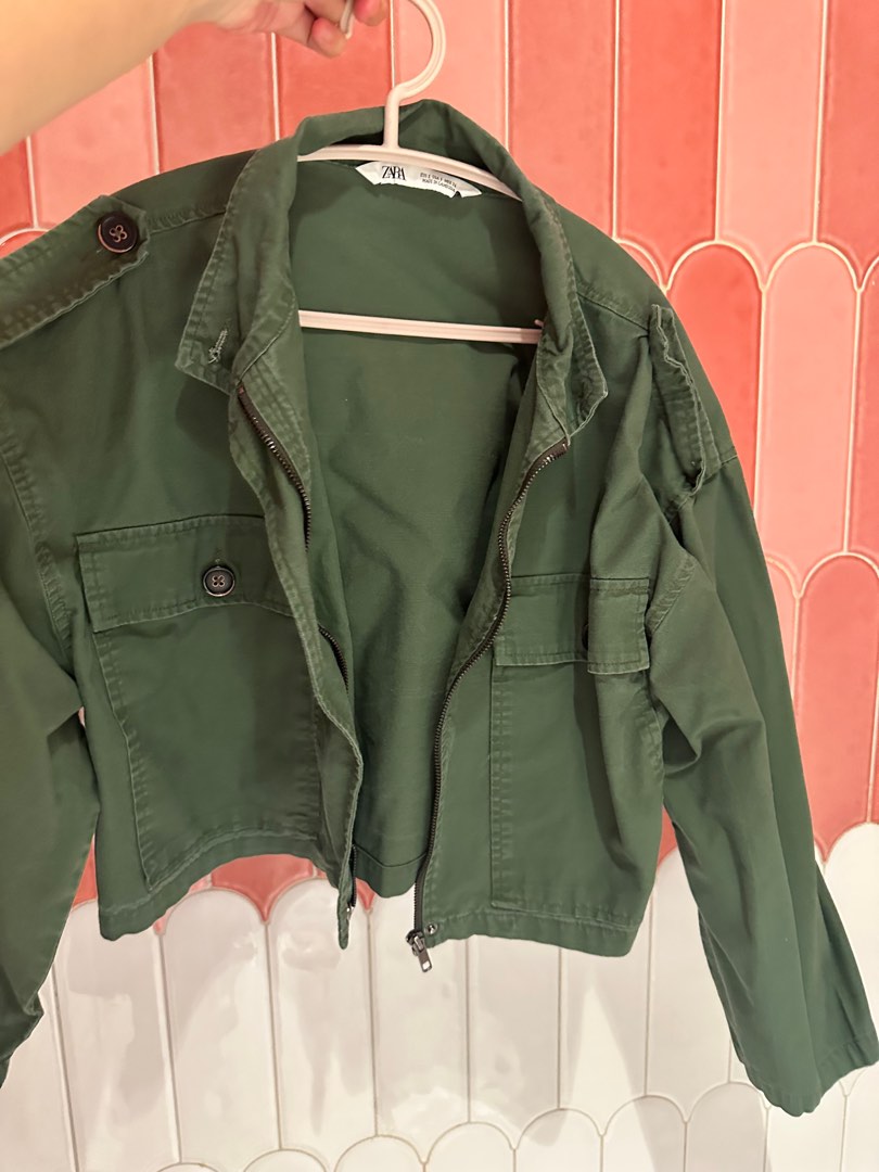 Zara Army Green Jacket, Women's Fashion, Coats, Jackets and Outerwear ...