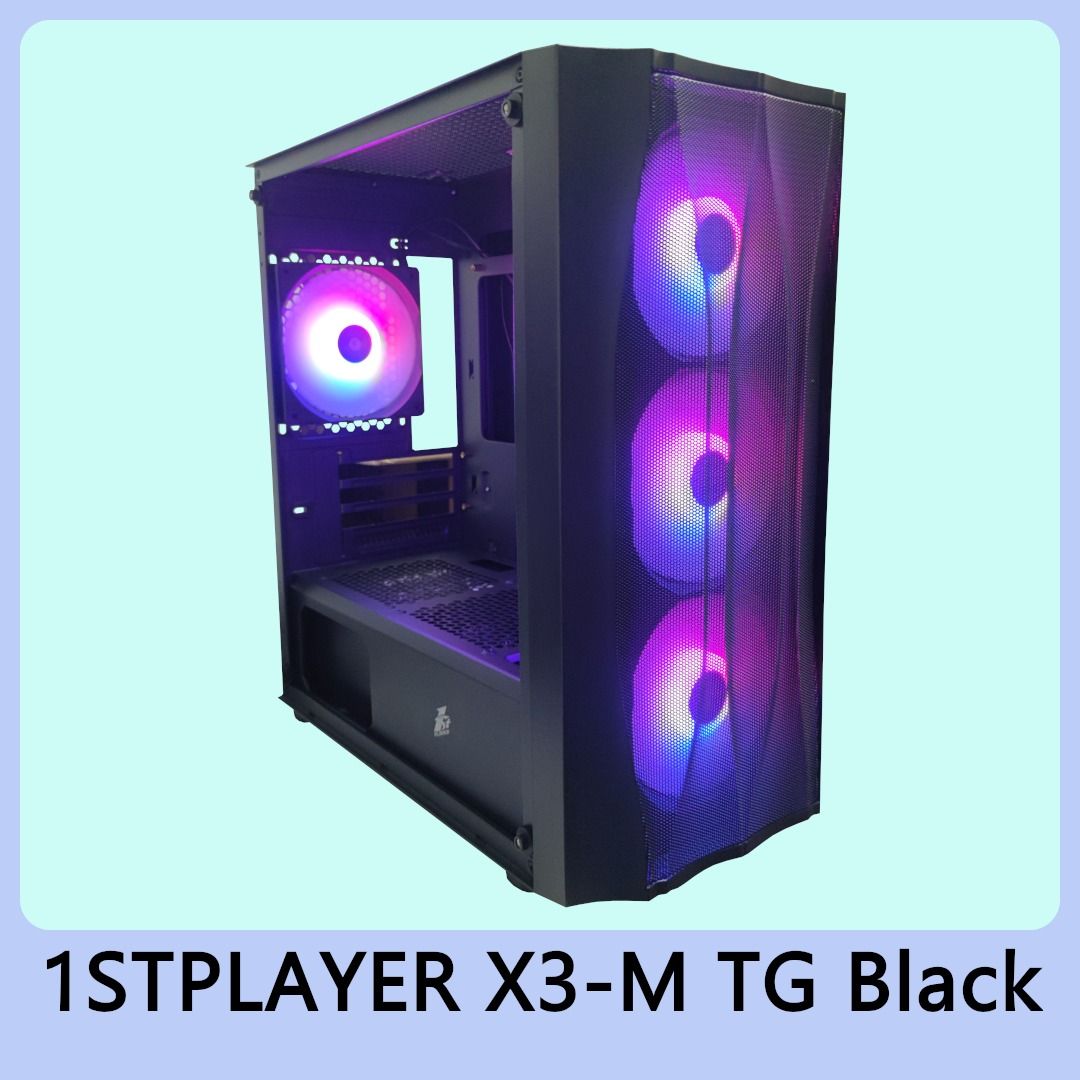 1stplayer X3-M TG Black Case mATX Tempered Glass ARGB Chassis, Computers & Tech, Parts ...