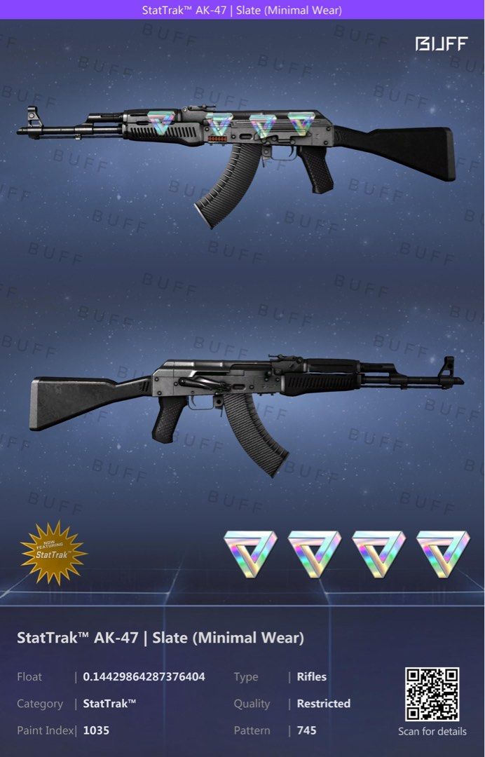 96% BUFF st stattrak MW ak 47 slate, Video Gaming, Gaming Accessories ...