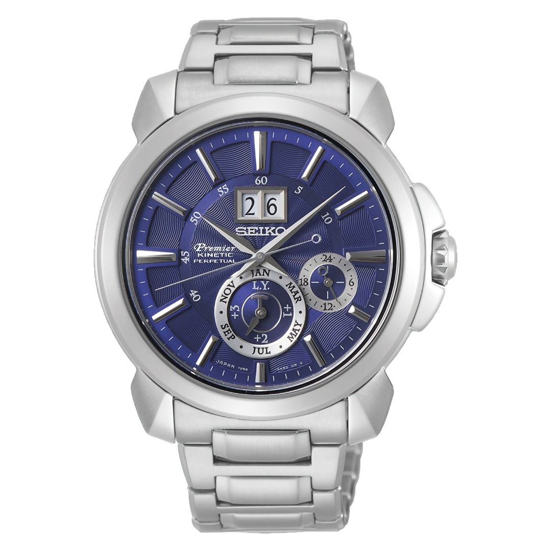 現貨 觀塘門市 SEIKO Premier SNP161P1 Kinetic Perpetual Calendar Blue Dial Men Watch WARRANTY, 男裝, 手錶及 ...