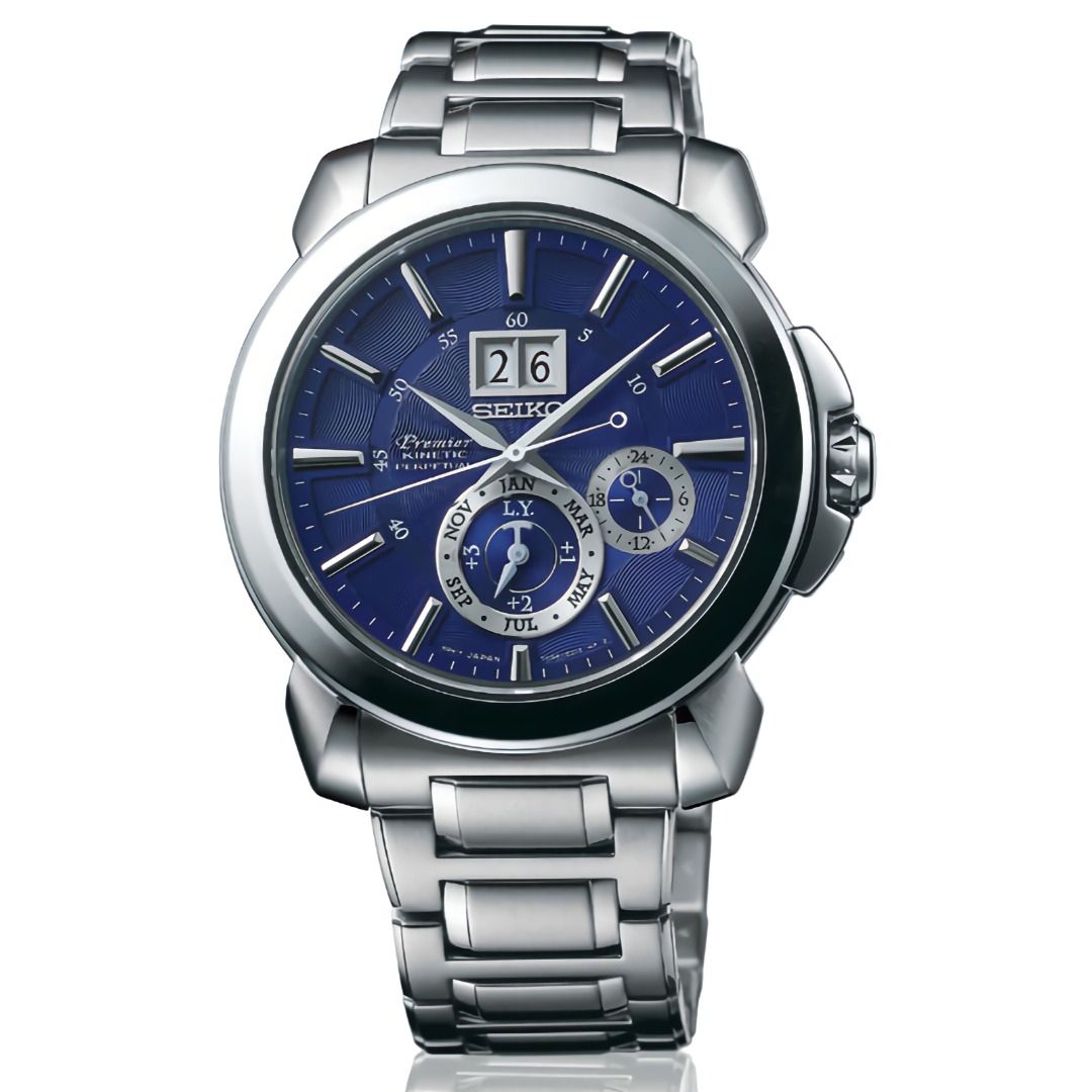 現貨 觀塘門市 SEIKO Premier SNP161P1 Kinetic Perpetual Calendar Blue Dial Men Watch WARRANTY, 男裝, 手錶及 ...