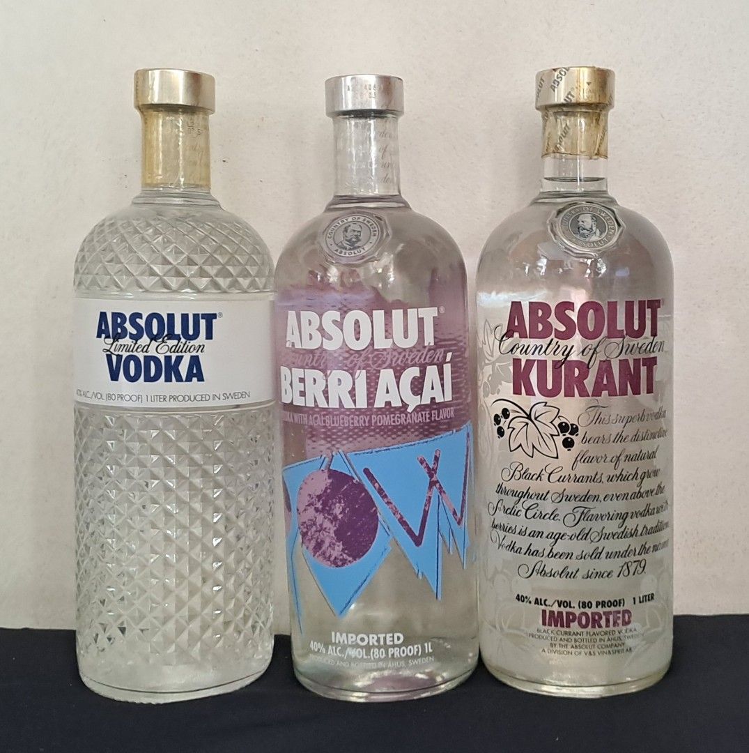 Absolut Vodka Kurrant, Berriacai and limited edition original vodka ...