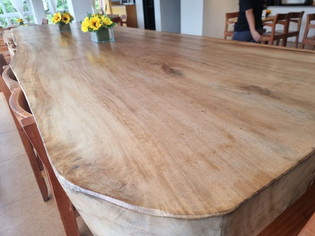 Acacia Long table with 10 chairs, Furniture & Home Living, Furniture ...