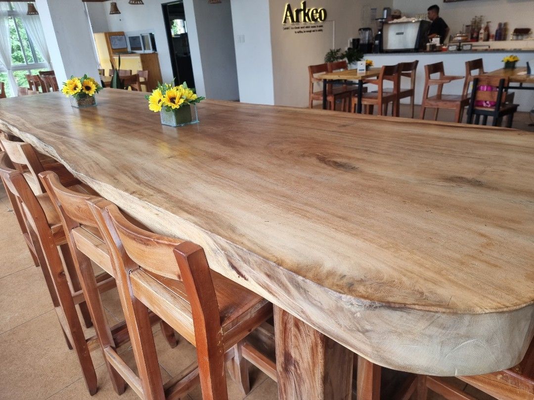 Acacia Long table with 10 chairs, Furniture & Home Living, Furniture ...