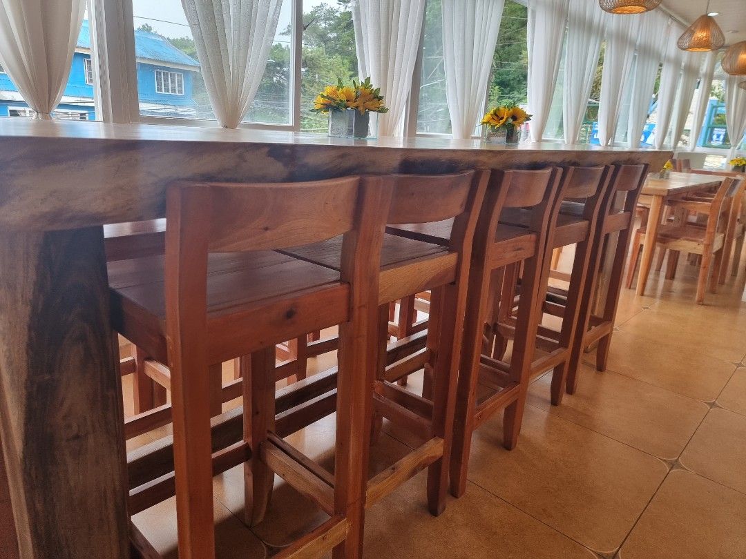 Acacia Long table with 10 chairs, Furniture & Home Living, Furniture ...