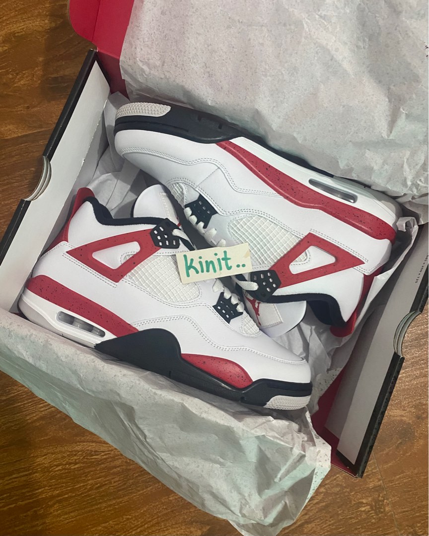 Air Jordan 4 Red Cement, Men's Fashion, Footwear, Sneakers on Carousell