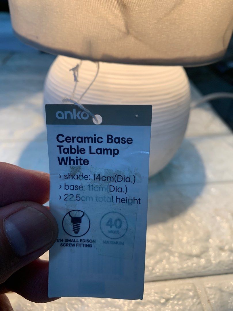 Anko Ceramic Base Table Lamp White Perfect for Modern Rooms, Furniture ...