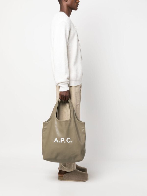 APC Ninon Shopping Tote in Gray Leather, Luxury, Bags & Wallets on ...