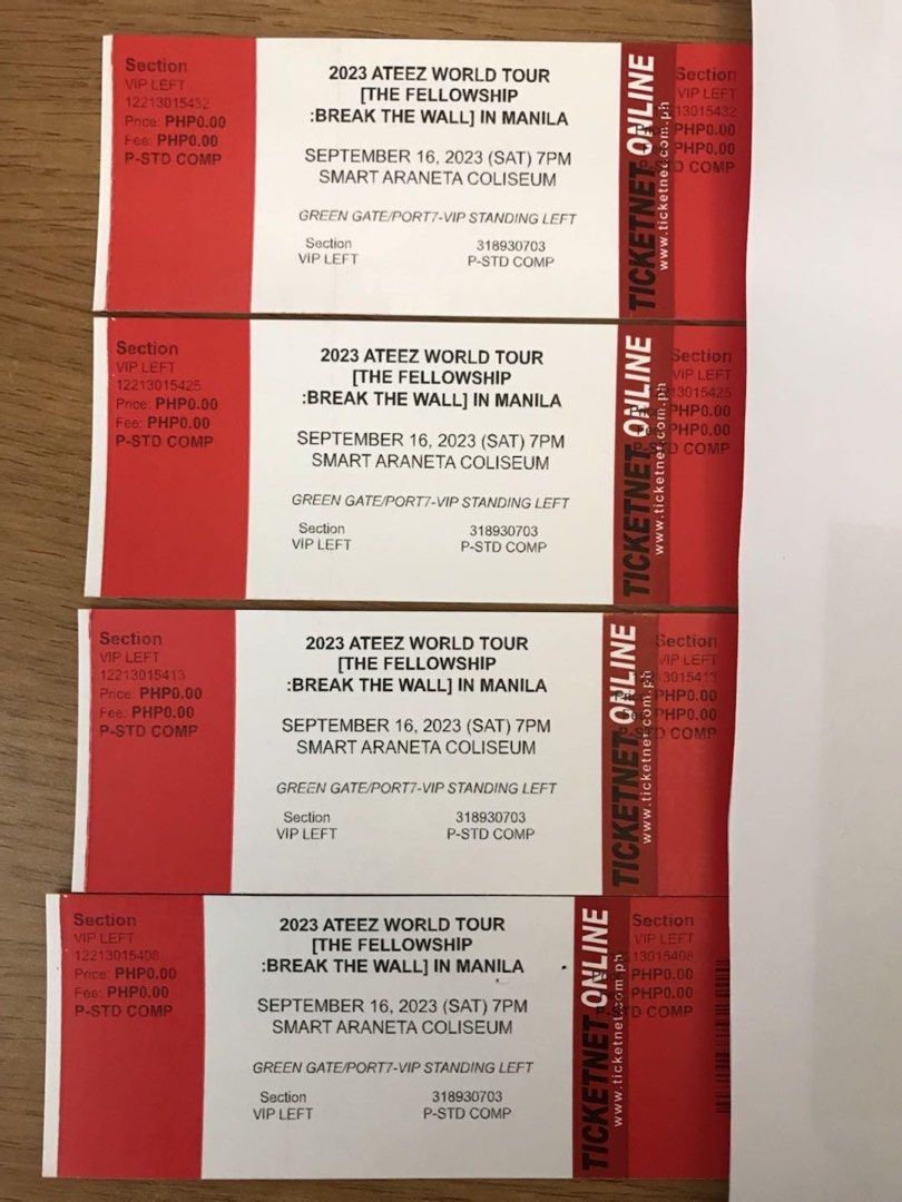 ATEEZ VIP STANDING TICKETS DISCOUNTED, Tickets & Vouchers, Event Tickets on Carousell