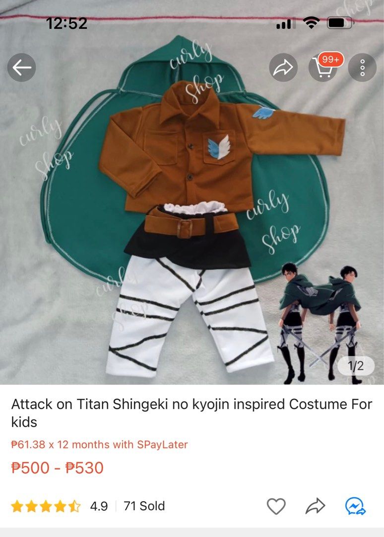 Attack on titan baby milestone costume, Babies & Kids, Babies & Kids ...
