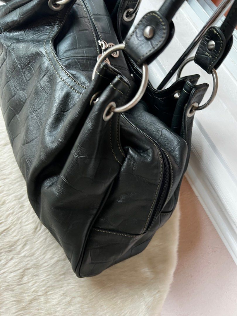Authentic Esquire Paris Shoulder Hobo Leather Bag in Black, Women's ...