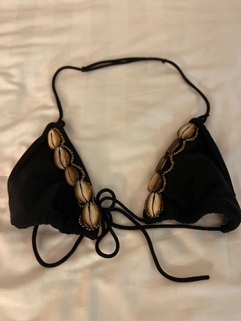 Black Bikini Adorned with Shells from Bali, Women's Fashion, Swimwear, Bikinis & Swimsuits on ...