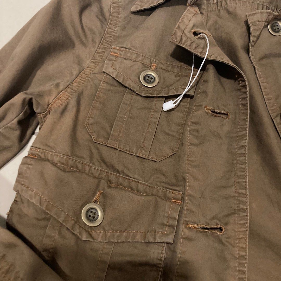 Brown Army Jacket Y2K, Women's Fashion, Coats, Jackets and Outerwear on ...