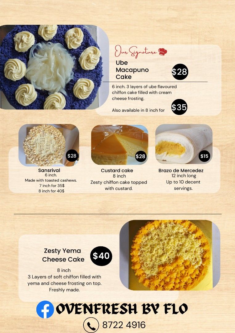 Buko pie, ube macapuno, sansrival, baked sushis,cinnamon, brazo ...