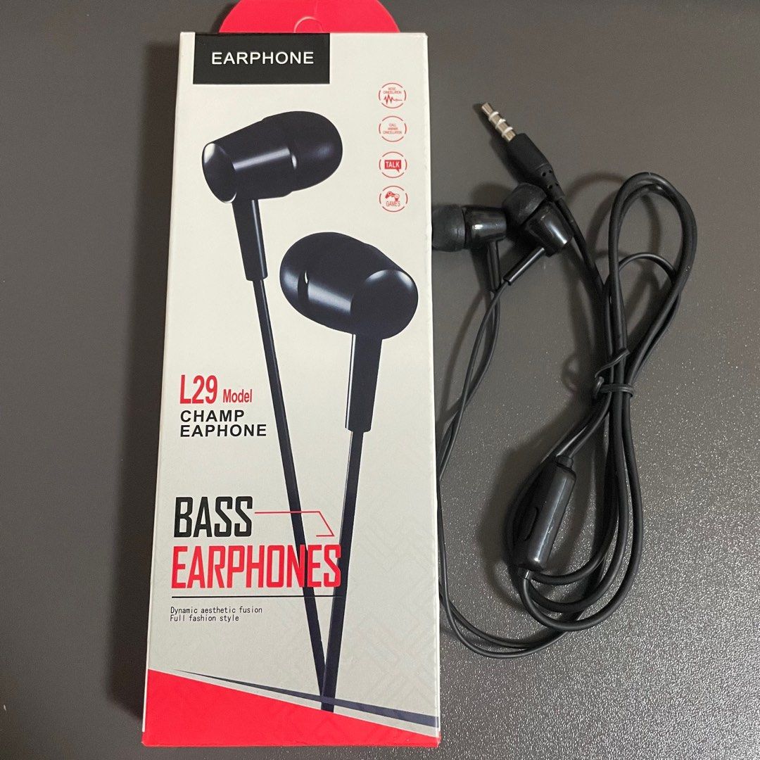 Champ earphone L29 model black bass earpiece + freebie, Audio ...