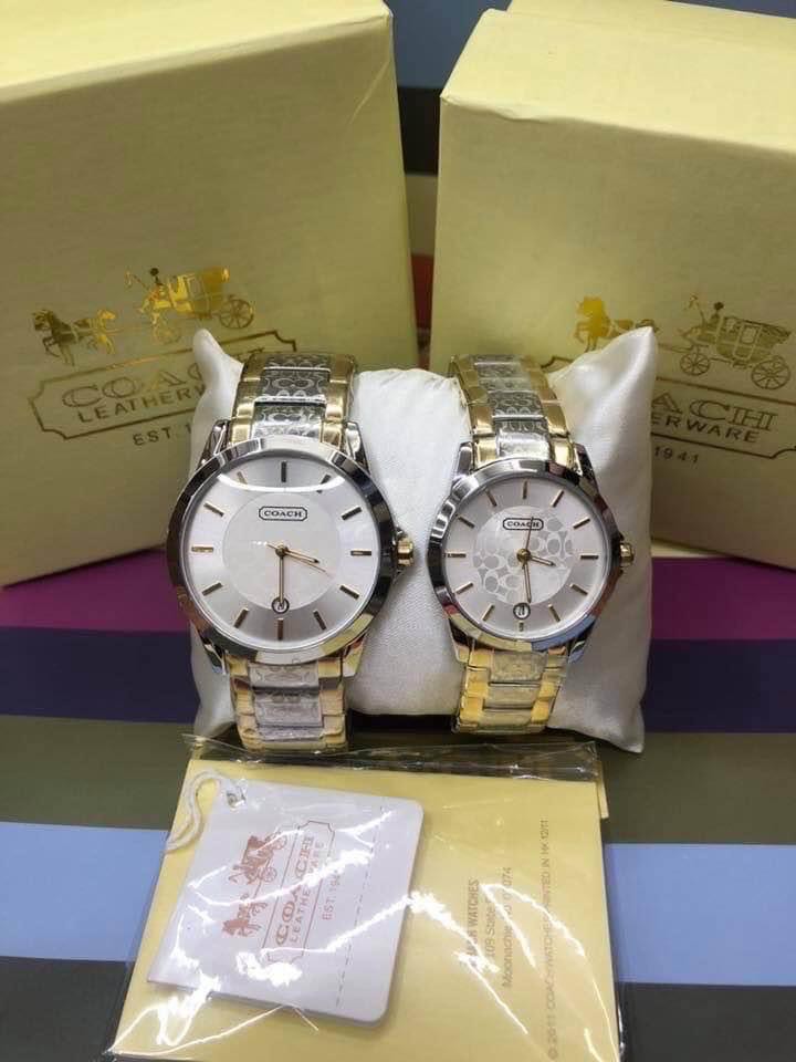 COACH COUPLE TWO TONE DIAL AUTHENTIC JAPAN DIAL WATCH, Women's Fashion ...
