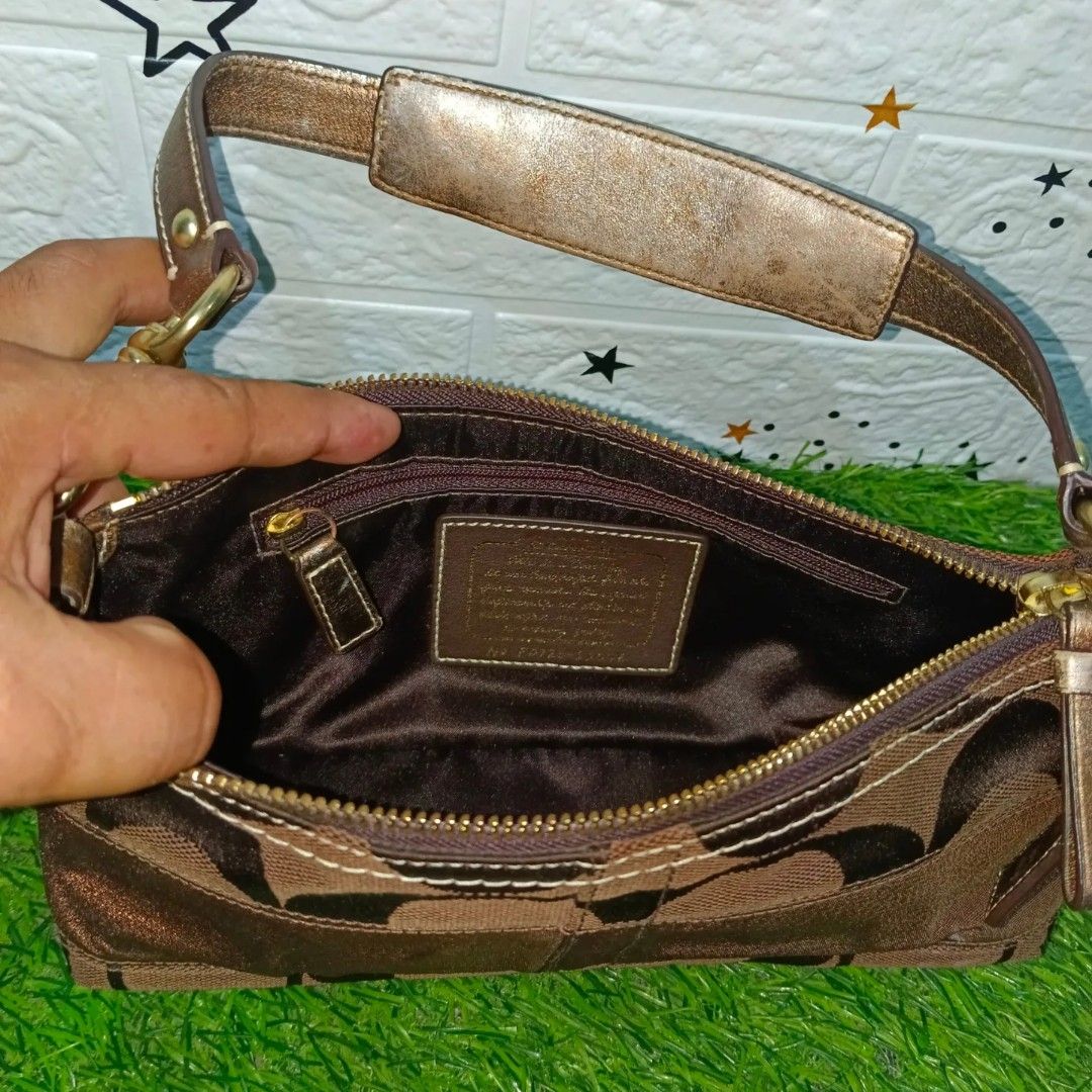 COACH signature stripe small Hobo bag, Fesyen Wanita, Tas & Dompet di ...