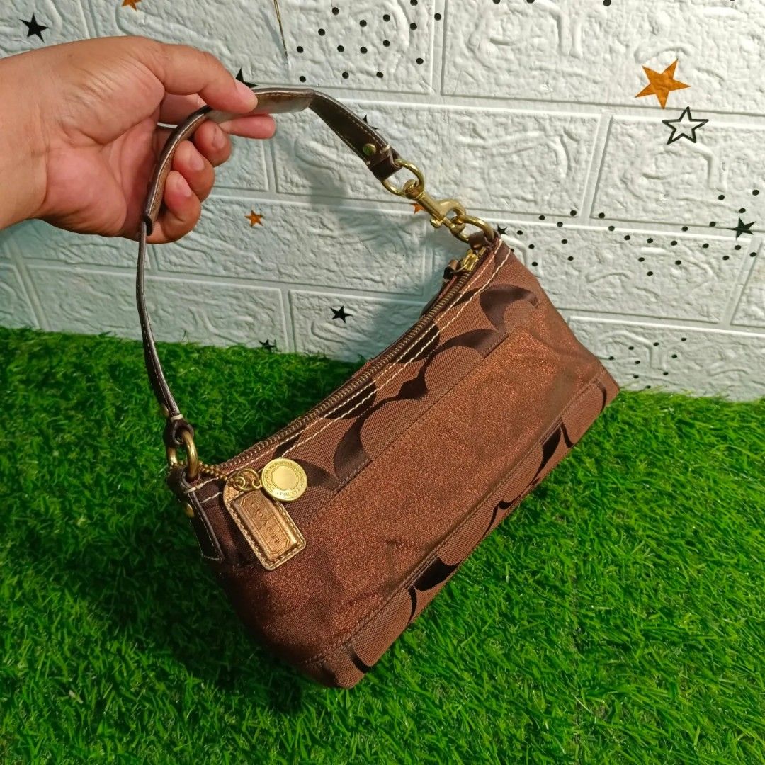 COACH signature stripe small Hobo bag, Fesyen Wanita, Tas & Dompet di ...
