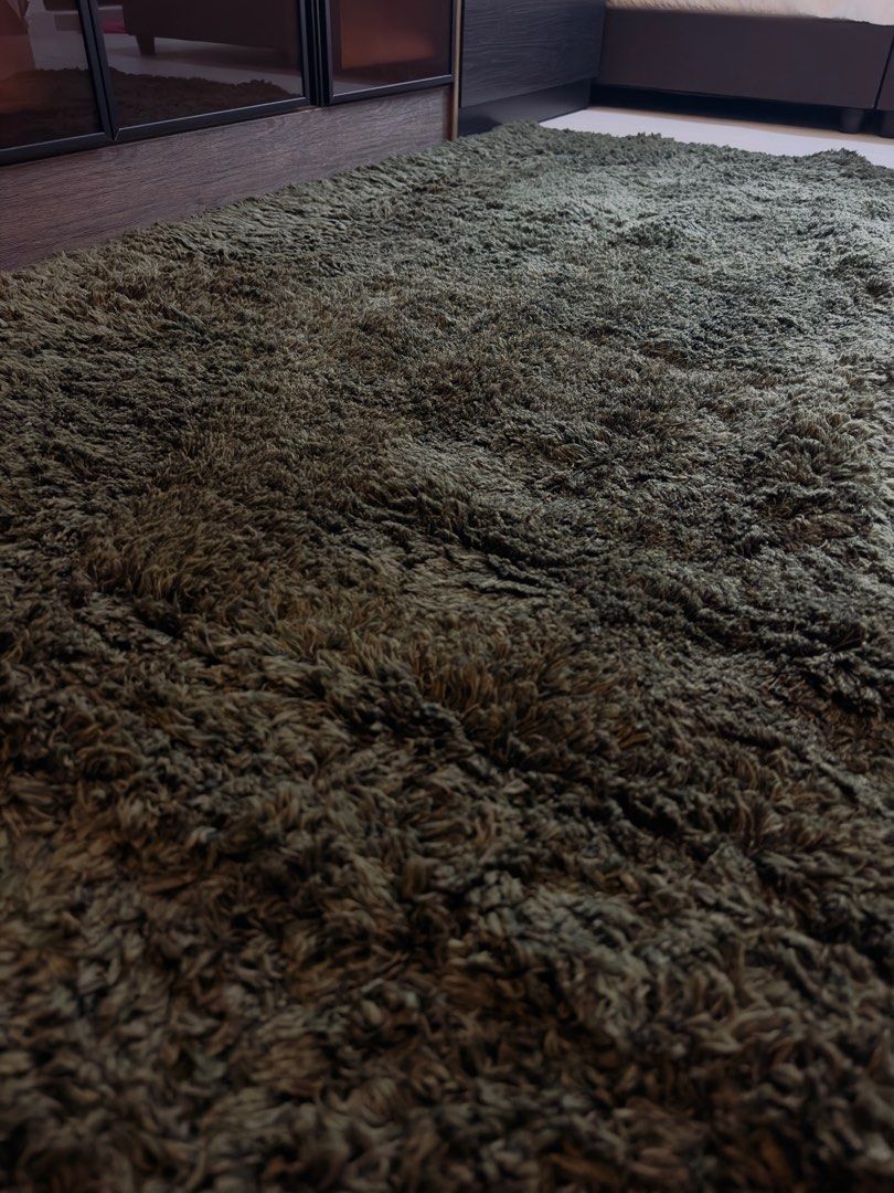Dark Green High Pile Rug, Furniture & Home Living, Home Decor, Carpets ...