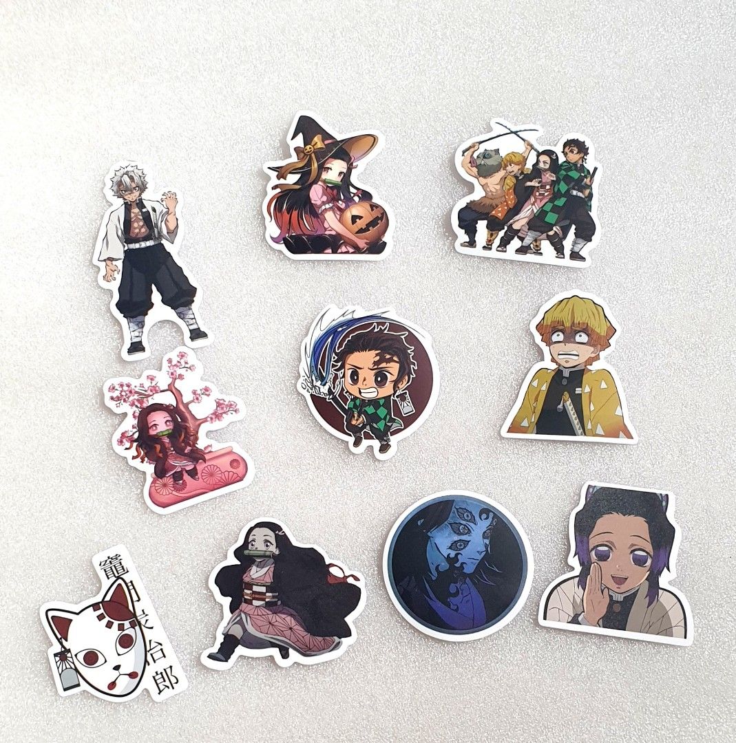 Assorted Demon Slayer Stickers 10pcs/set Anime Mix Tanjiro Nezuko ...