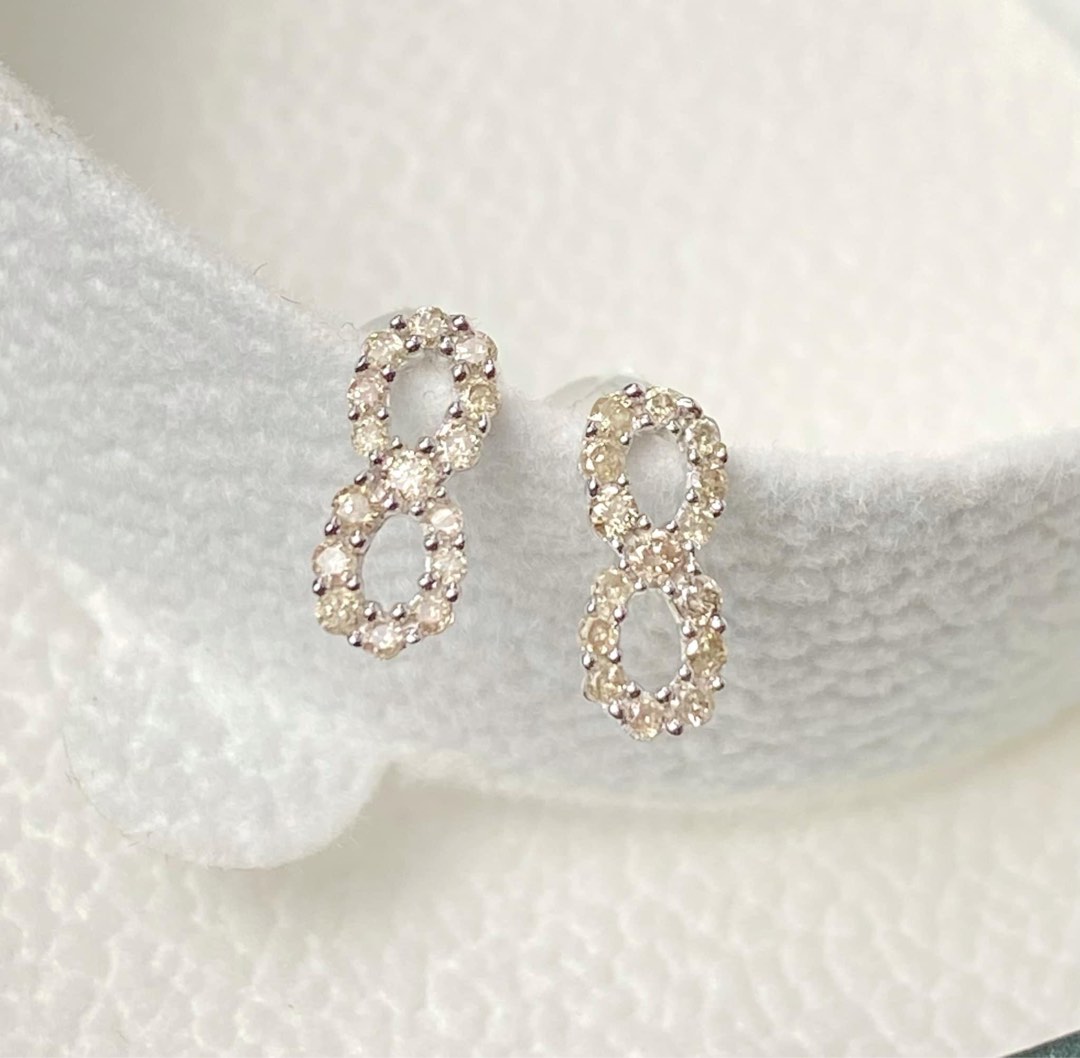 DIAMOND INFINITY STUD EARRINGS, Women's Fashion, Jewelry & Organizers, Earrings on Carousell