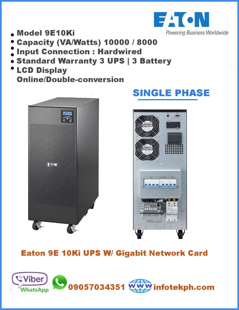 Eaton 9E 10Ki w/ Gigabit Network Card 10KVA / 8000W Hardwired Online Ups 230V, Computers & Tech ...