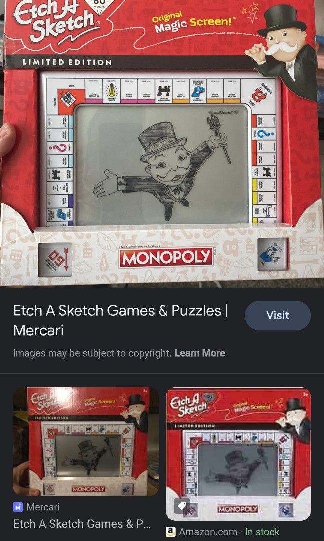 ETCH A SKETCH Limited Edition MONOPOLY 60yrs., Hobbies & Toys ...