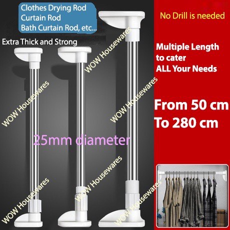 Extendable Curtain Rod clothes rod (3.2m - 3.7m), Furniture & Home ...
