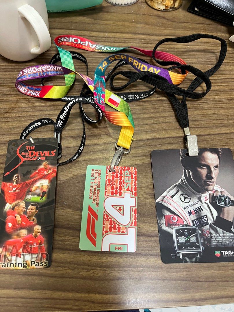 F1 champion Button lanyard , f1 old ticket and Man U David Beckham ...
