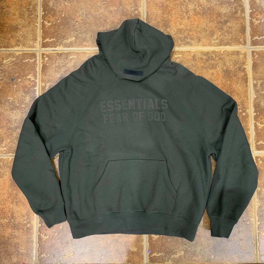 Fear of God Essentials off black hoodie, Men's Fashion, Coats, Jackets ...