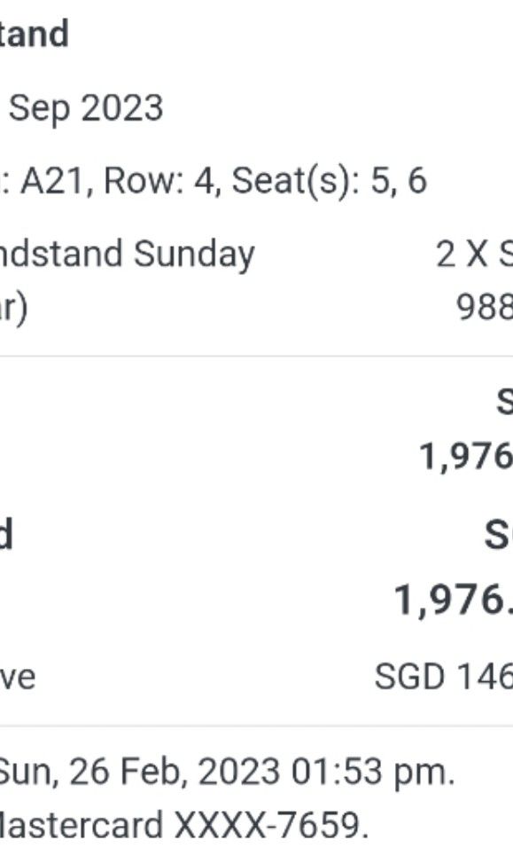 Race day- Two F1 Sunday pit grandstand tickets for Sunday Regular ...