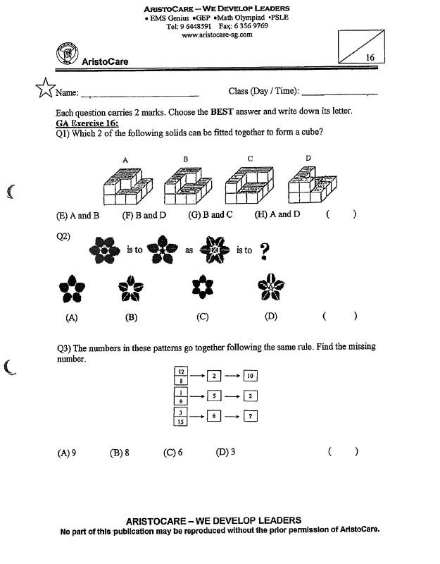 GEP GA Math past year papers questions and answers round 2 selection ...