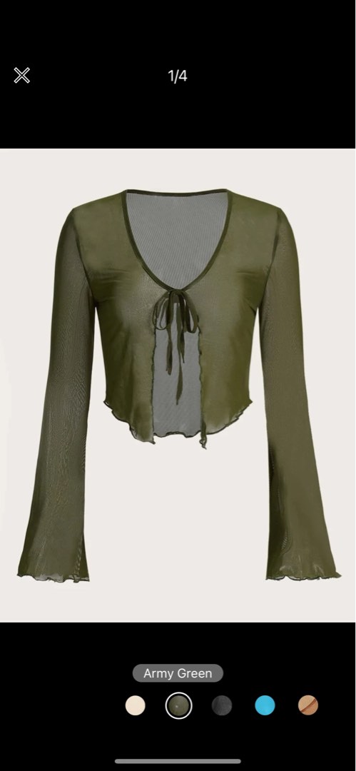 Green Mesh Lettuce Top, Women's Fashion, Tops, Blouses on Carousell