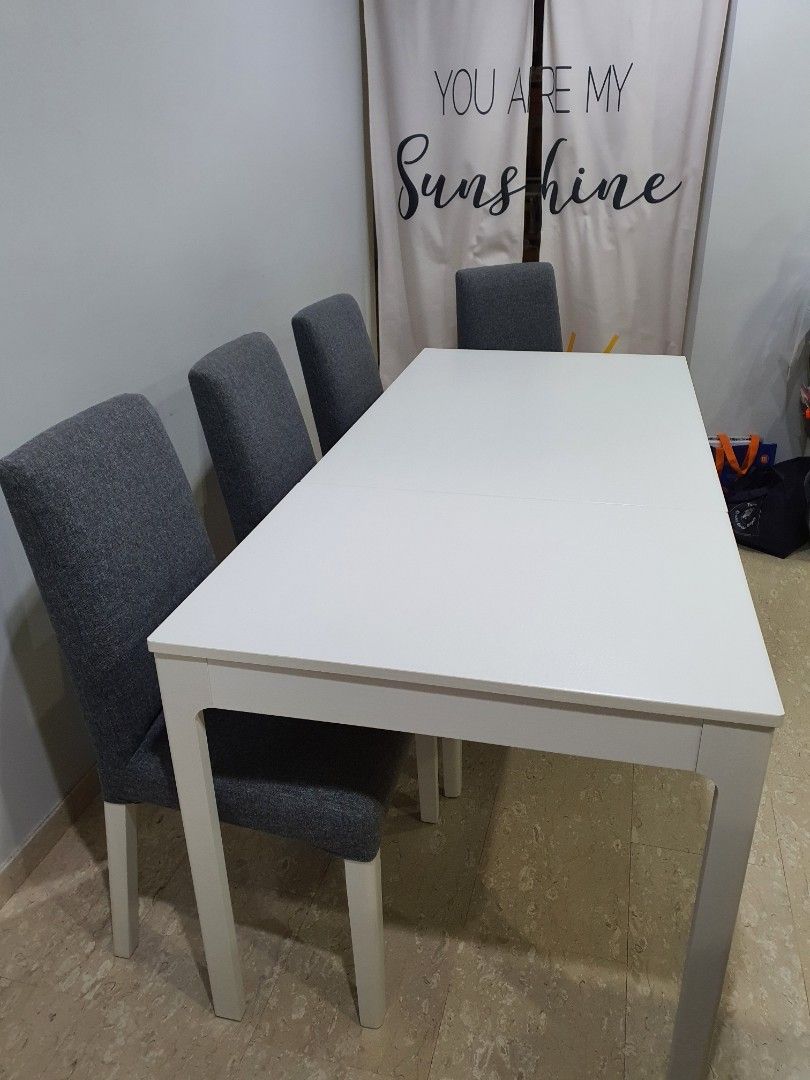 Ikea Extendable Dining table with 4 premium chairs., Furniture & Home ...