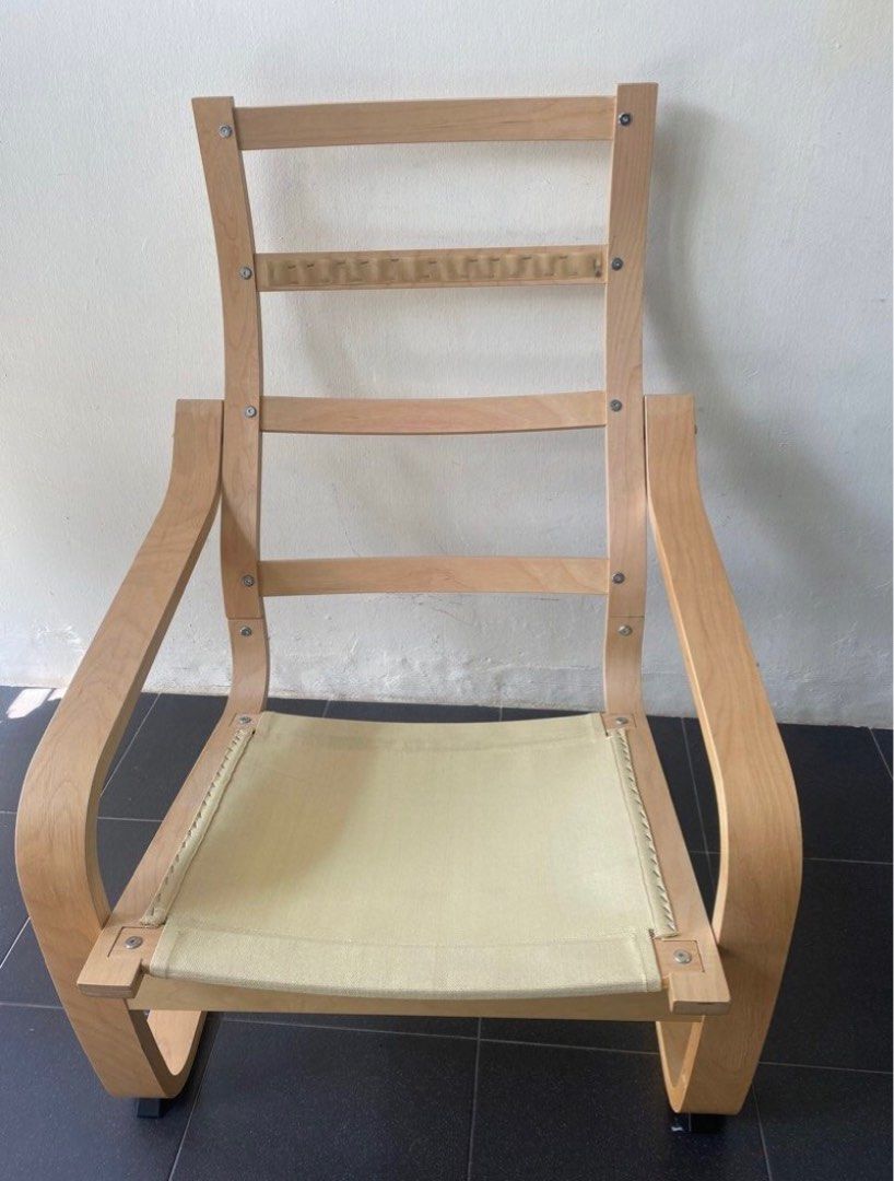 IKEA Poang chair with footrest, Furniture & Home Living, Furniture ...