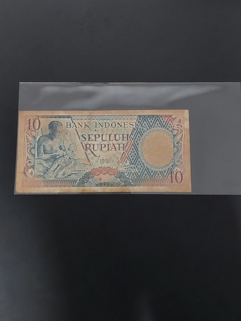 Indonesia Old Bank Note Rare 10 Rupiah Year 1958, Hobbies & Toys ...