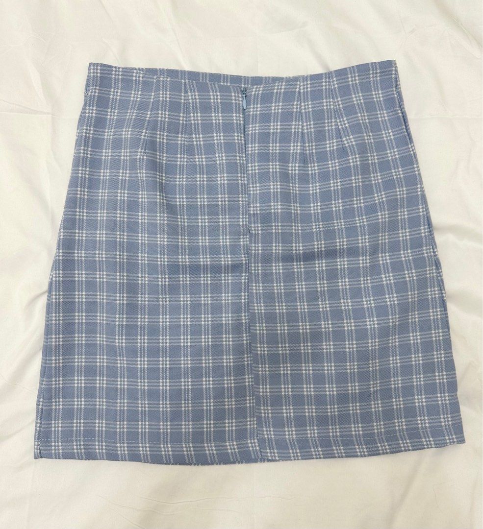 Light Blue Plaid Mini Skirt, Women's Fashion, Bottoms, Skirts on Carousell