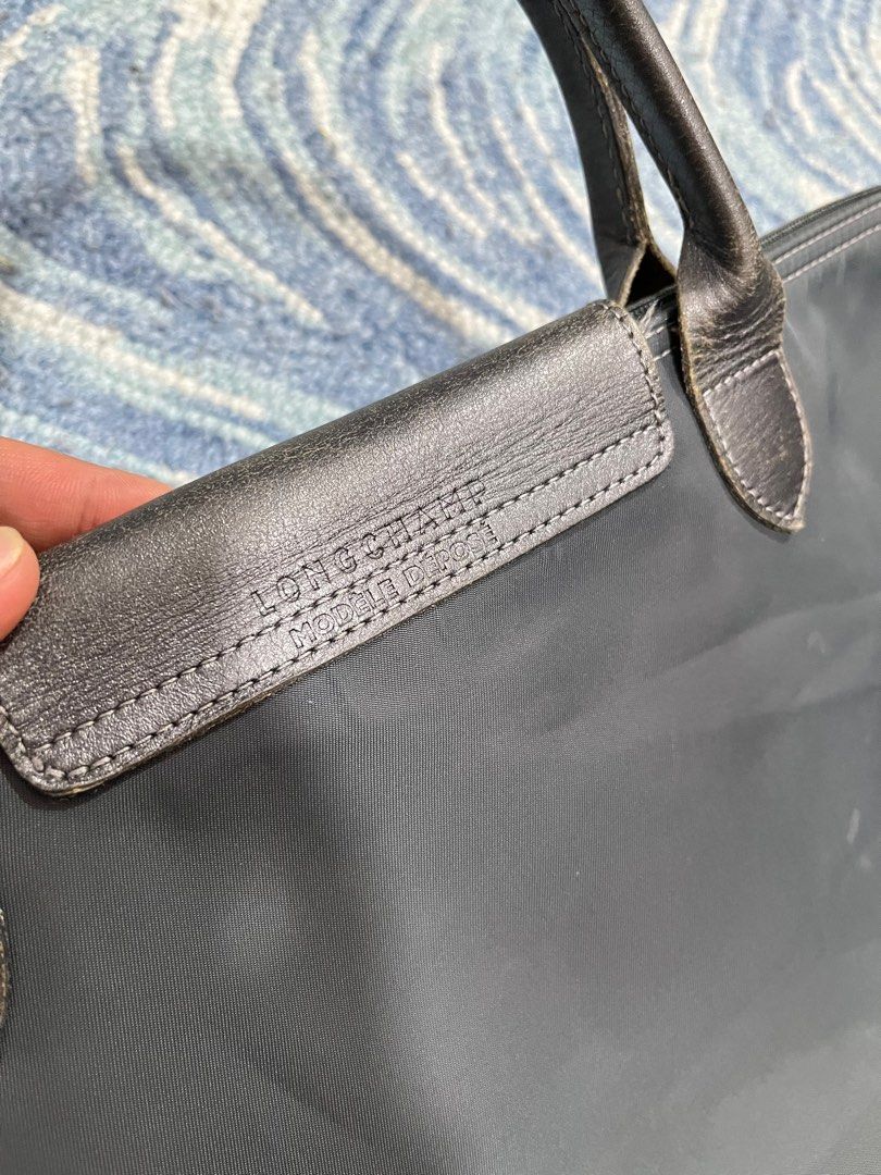 LONGCHAMP ORIGINAL BUTTON PLANETES GUN METAL MEDIUM SHORT HAND tote bag ...