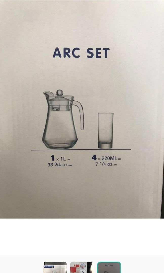 Luminarc Jug and Glasses Set, Furniture & Home Living, Kitchenware ...