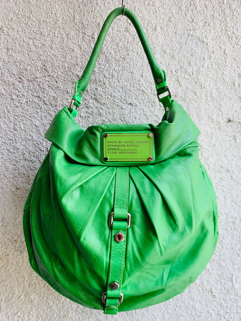 Marc By Marc Jacobs Neon Green Leather Workwear Hobo, Luxury, Bags ...