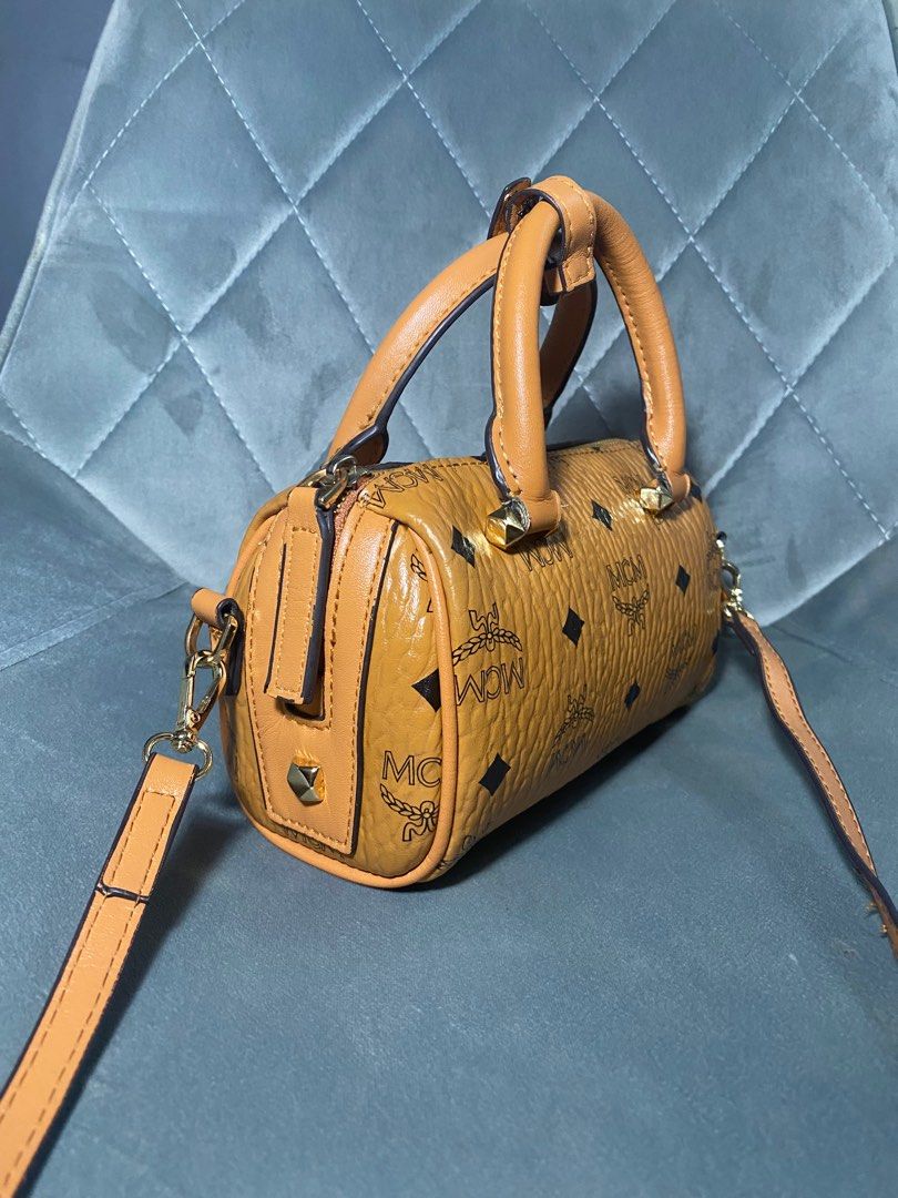 MCM Mini Boston Bag, Luxury, Bags & Wallets on Carousell