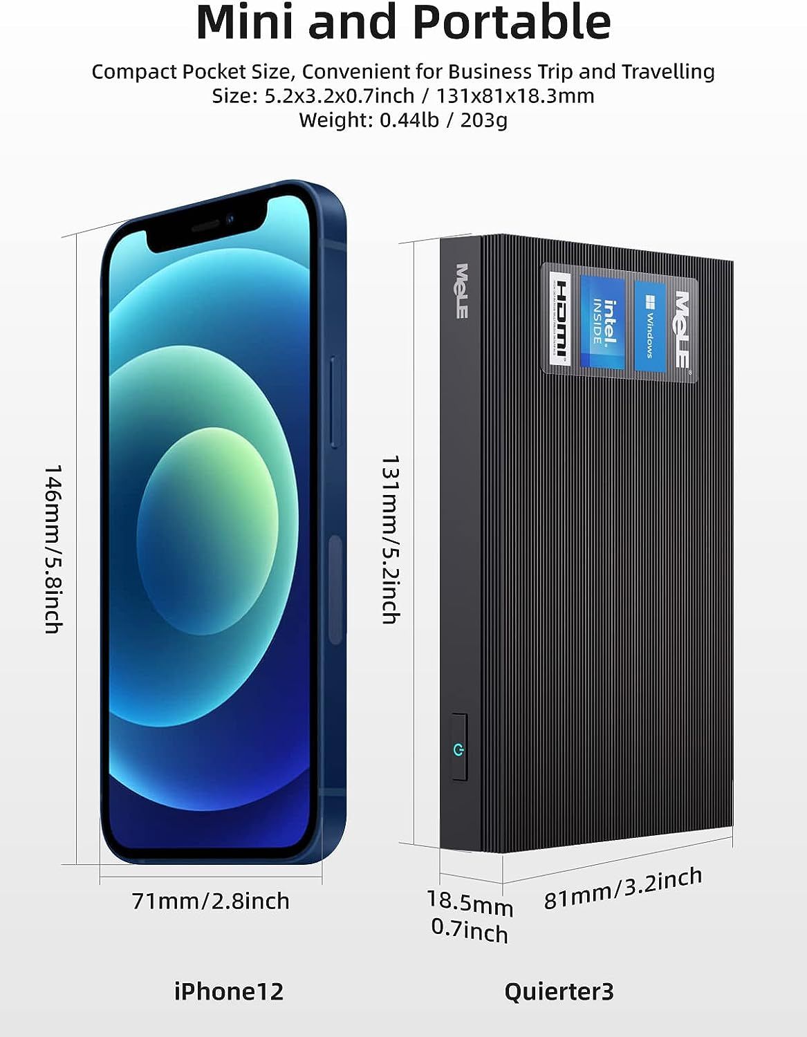 MeLE Quieter2Q Fanless Mini PC Windows 11 pro Celeron J4125 8GB 128GB ...