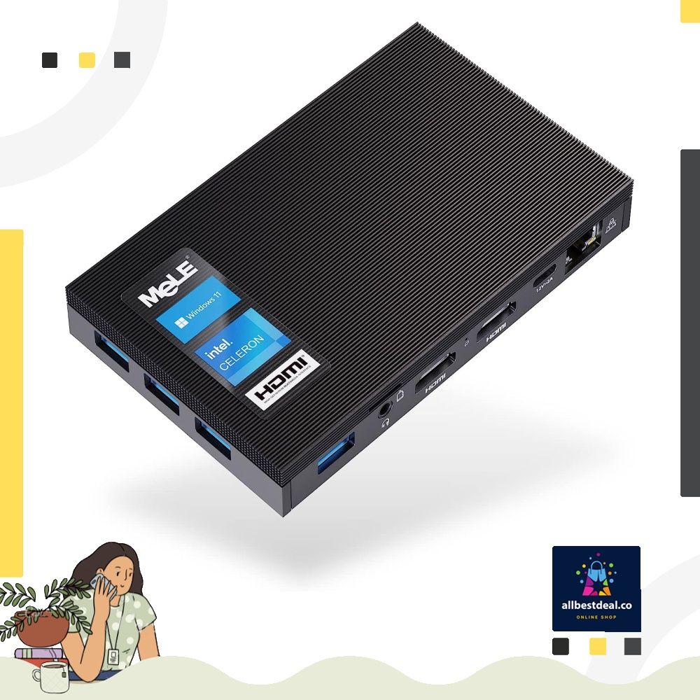 MeLE Quieter2Q Fanless Mini PC Windows 11 pro Celeron J4125 8GB 128GB ...