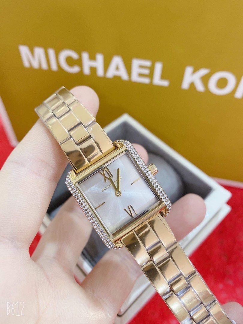 MK SQUARE TYPE DIAL W GLITZ AUTHENTIC WATCH, Women's Fashion, Watches ...