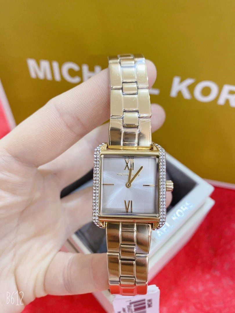 MK SQUARE TYPE DIAL W GLITZ AUTHENTIC WATCH, Women's Fashion, Watches ...