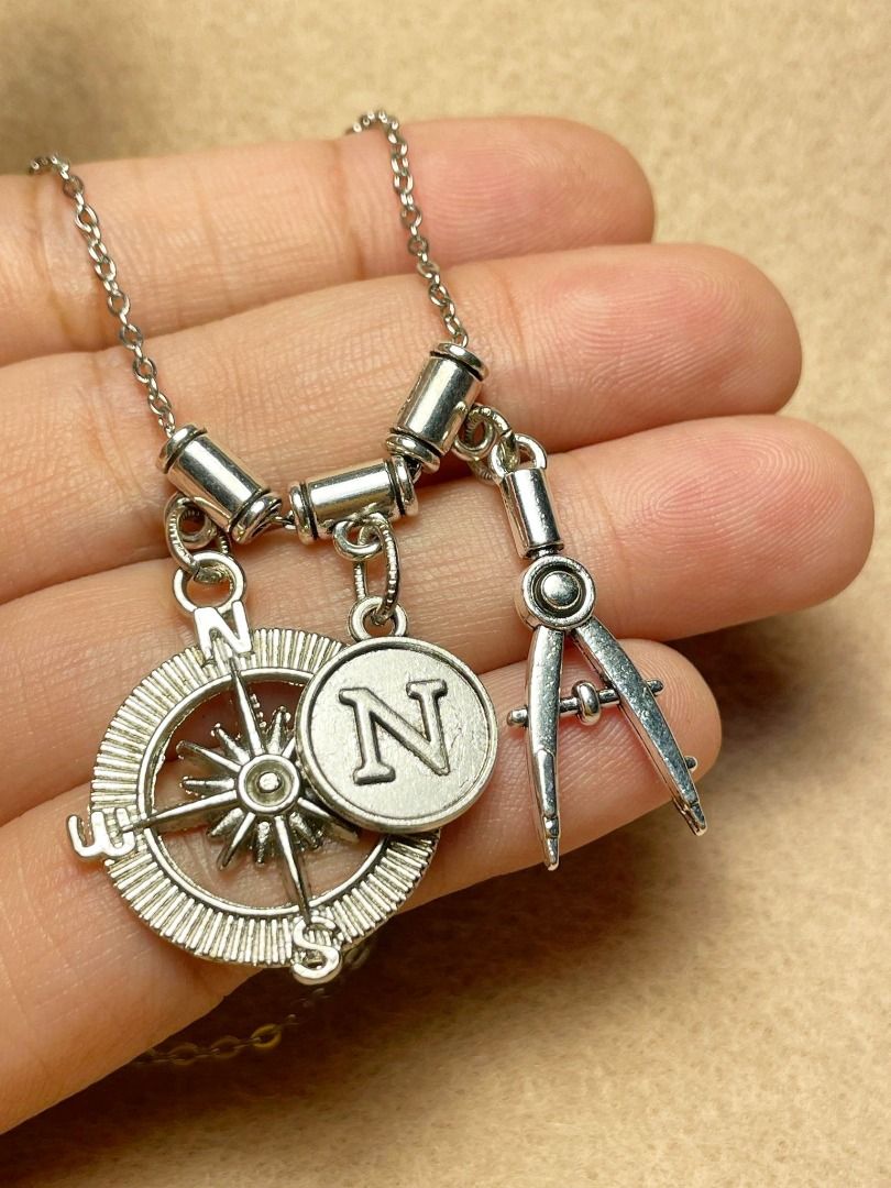 Nami Necklace | navigator cartographer jewelry | compass initial ...