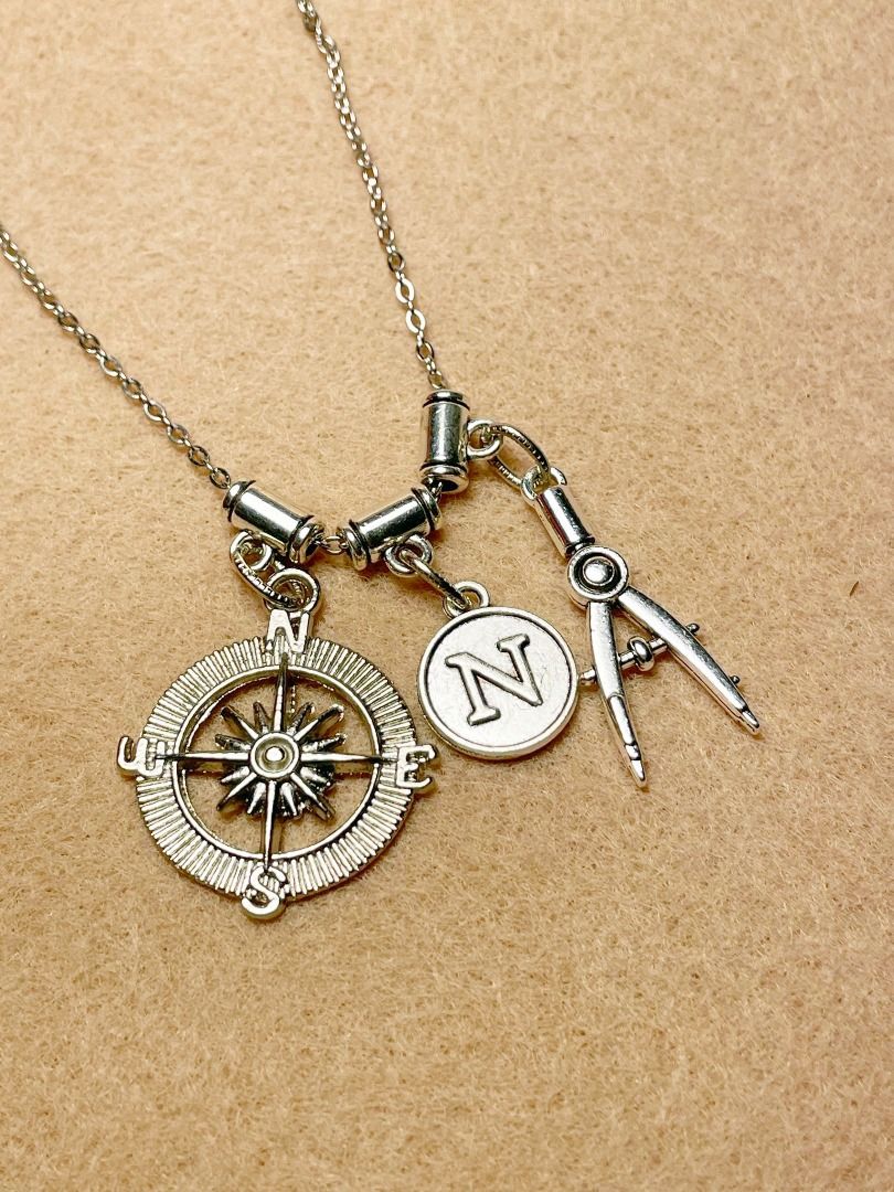 Nami Necklace | navigator cartographer jewelry | compass initial ...