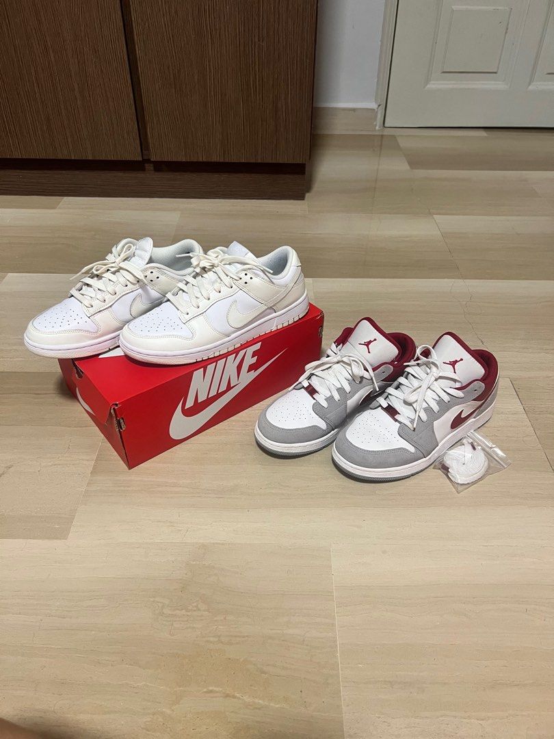 Nike Air Jordan 1 low SE smoke grey gym red (J2) and Nike dunk low ...