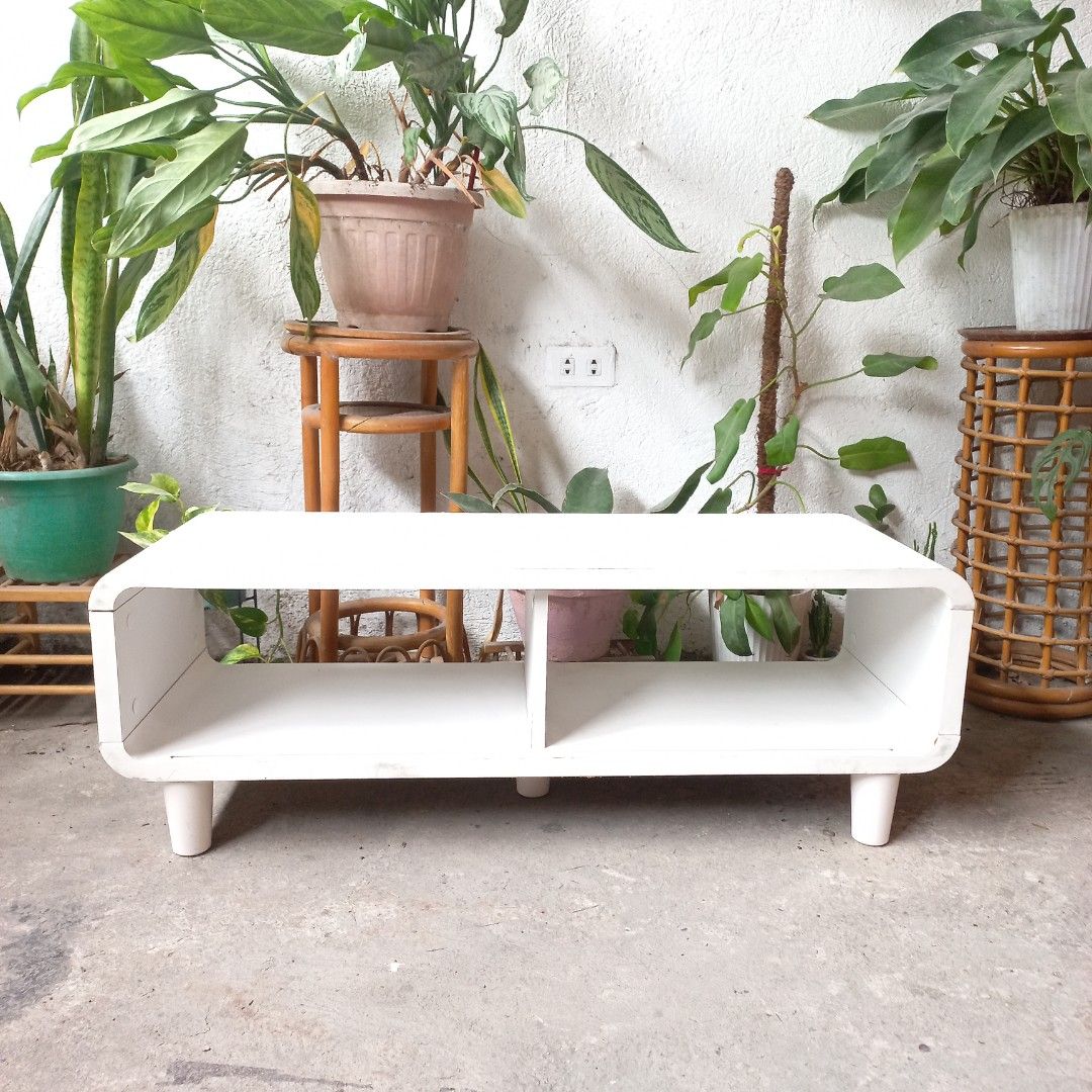 Nitori minimalist white low tv console, Furniture & Home Living ...